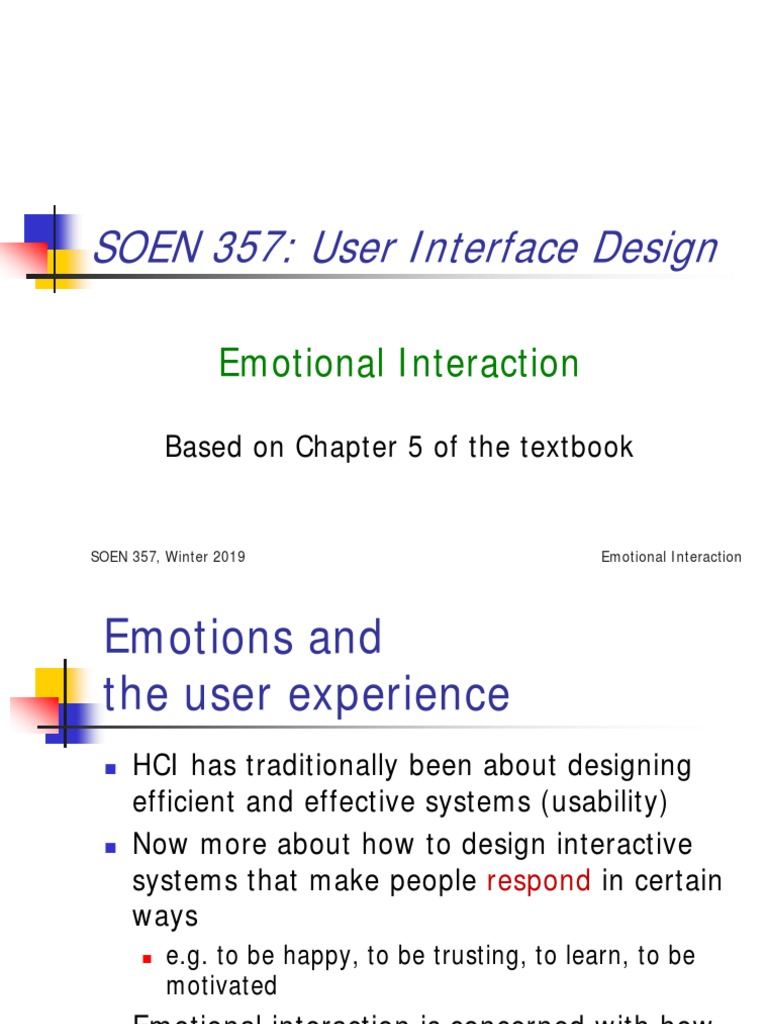 SOEN 357: User Interface Design: Emotional Interaction | PDF | User ...