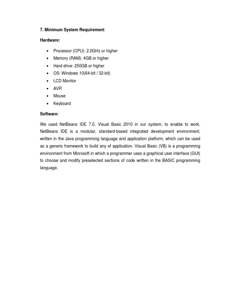 Minimum System Req | PDF | Integrated Development Environment | Net Beans
