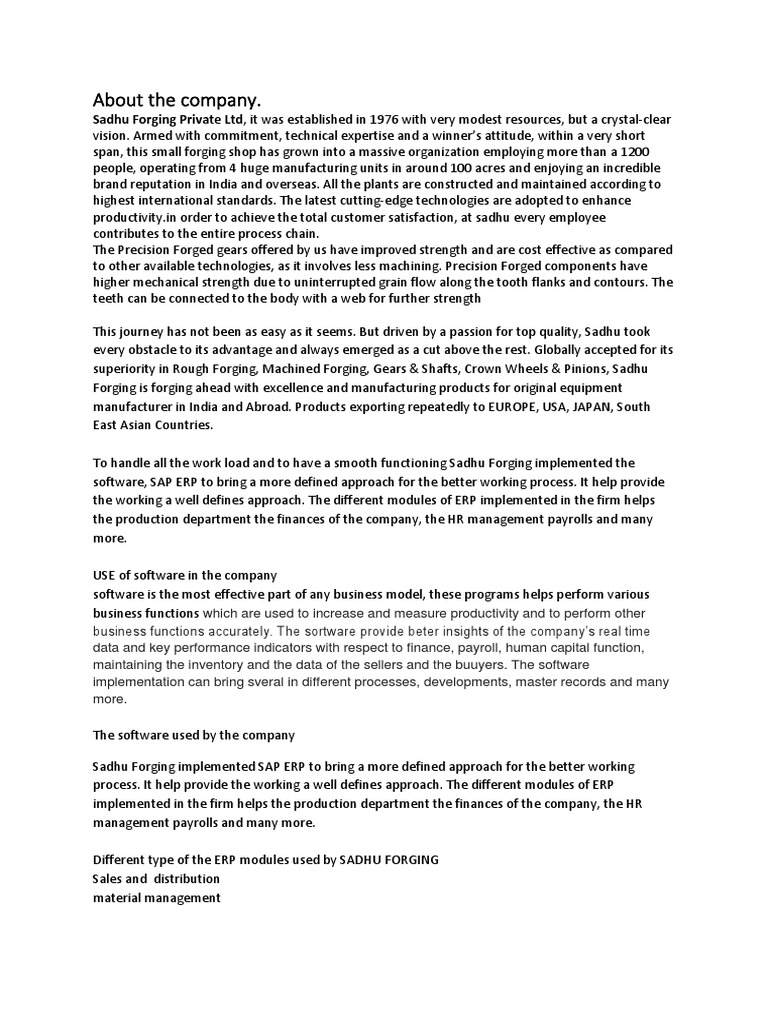 About The Company.: Sadhu Forging Private LTD, It Was Established in ...