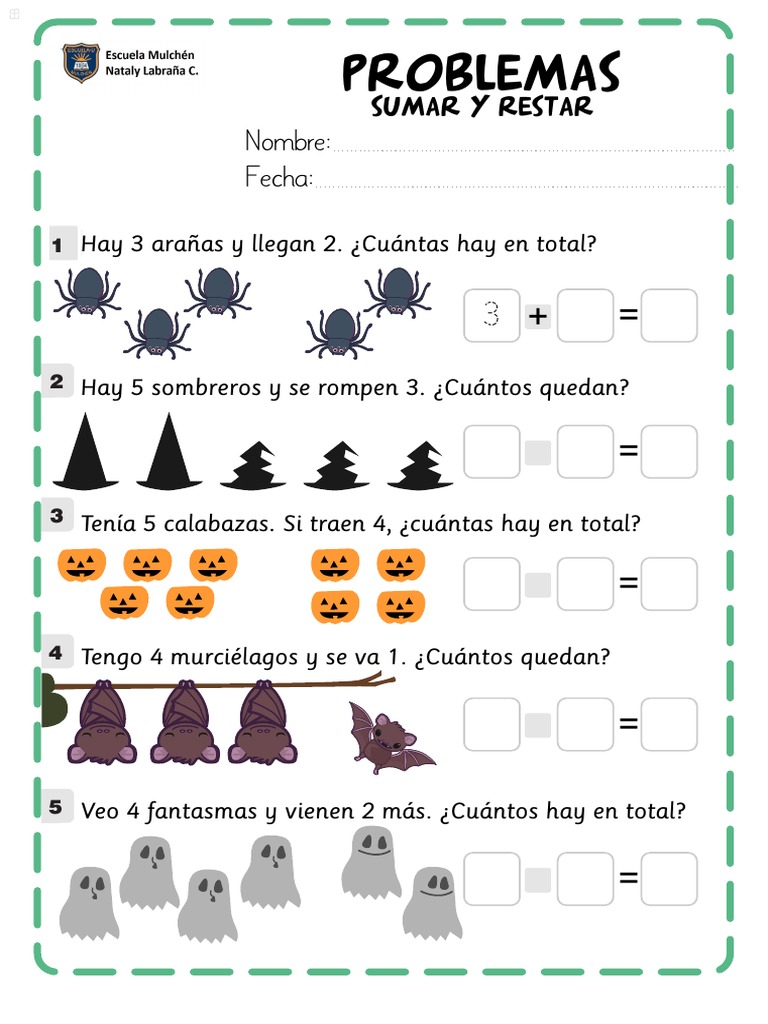 Problemas Sumar Restar Halloween | PDF