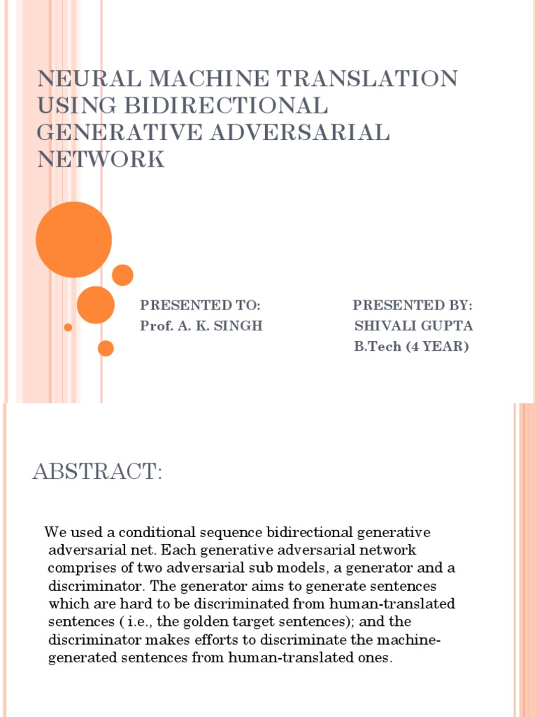 Neural Machine Translation Using Generative Adversarial Network | PDF ...