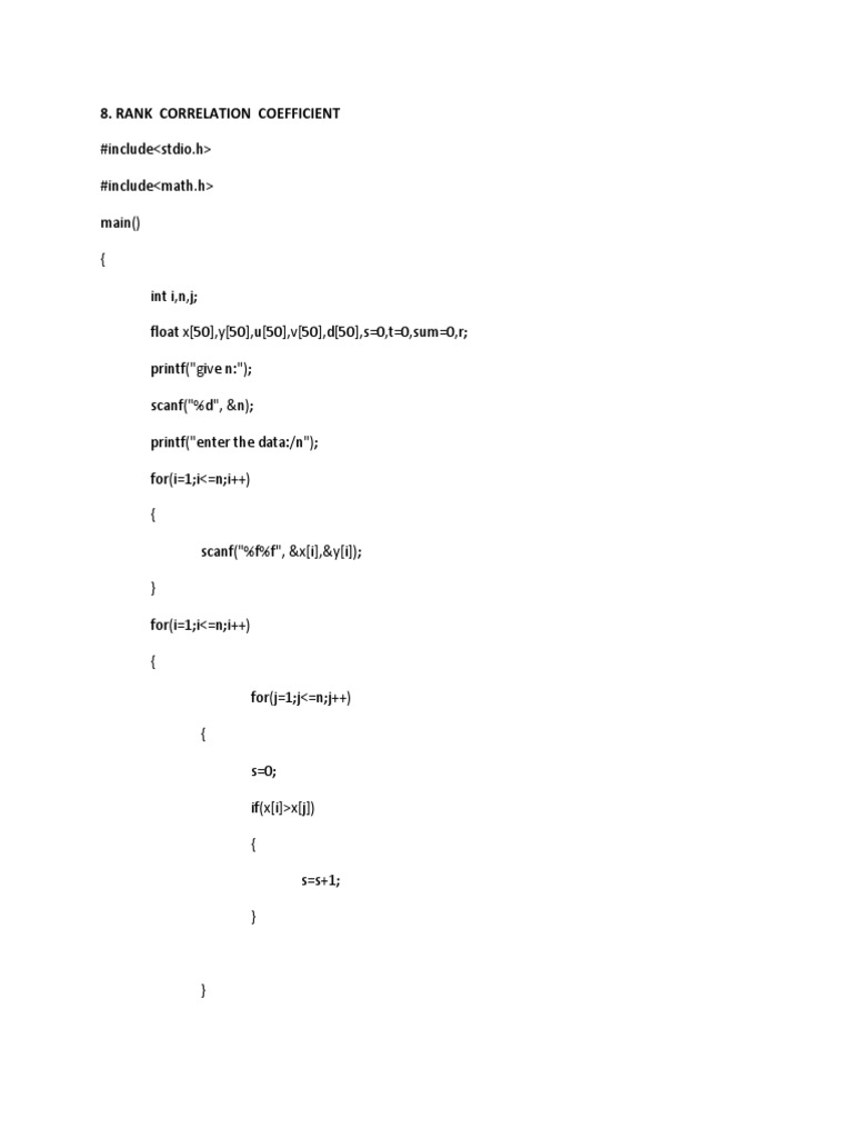 Rank Correlation Coefficient | PDF | Mean | Computer Programming