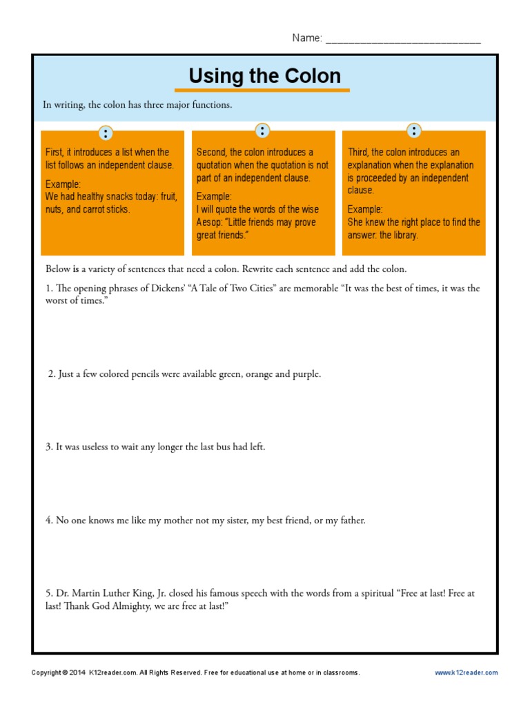 Using Colon | PDF | A Tale Of Two Cities | Syntax