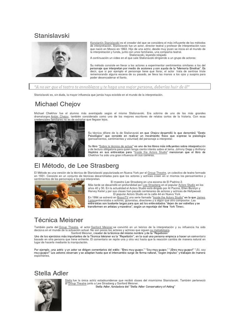 Métodos de Actuación: Stanislavski y Más | PDF | Teatro | Interino