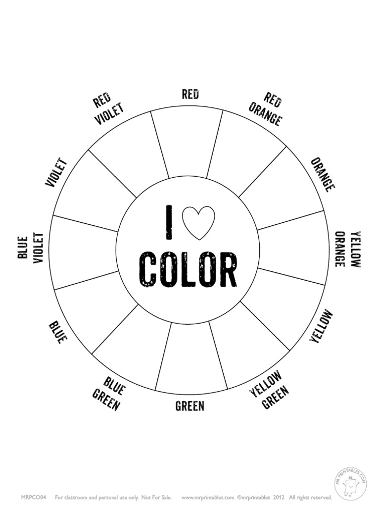 Printable Blank Color Wheel