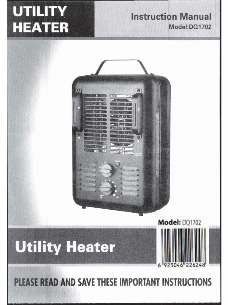 DQ1702 Heater Instruction Manual | PDF | Thermostat | Electrical Connector