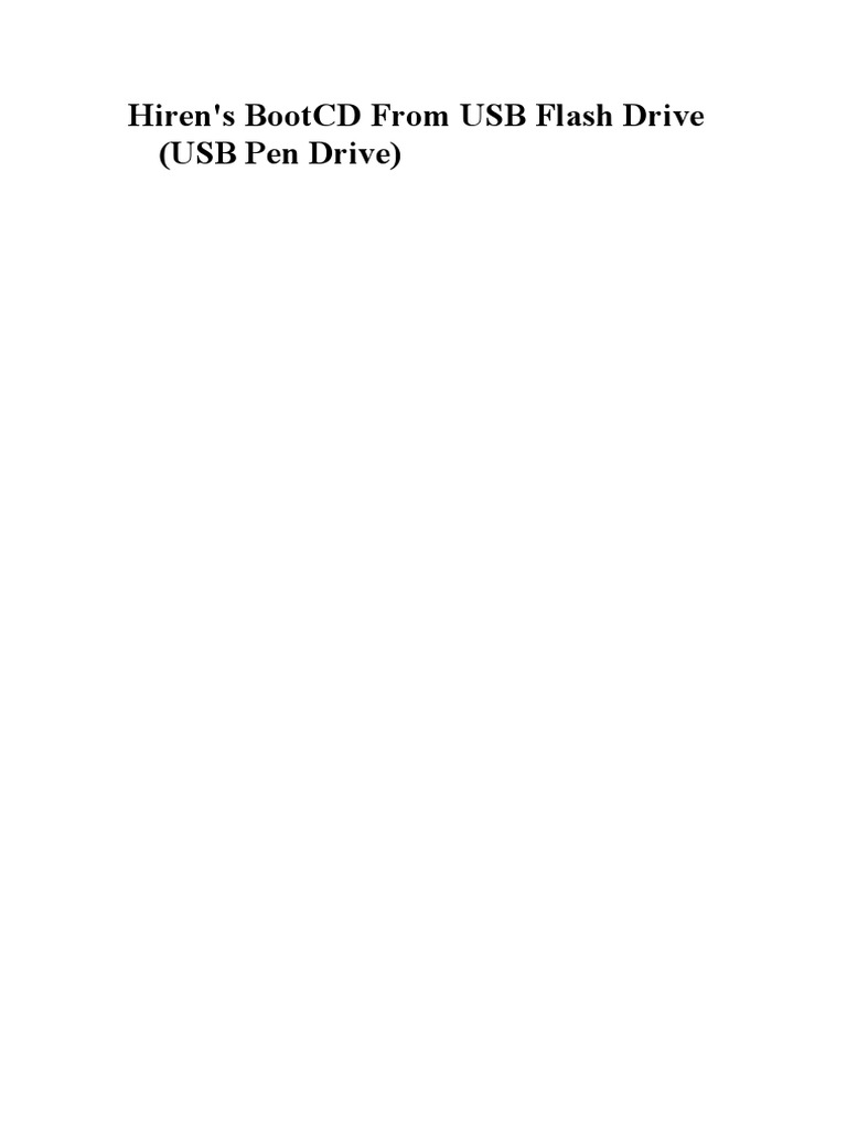 Boot Hiren's CD from USB Guide | PDF | Computers