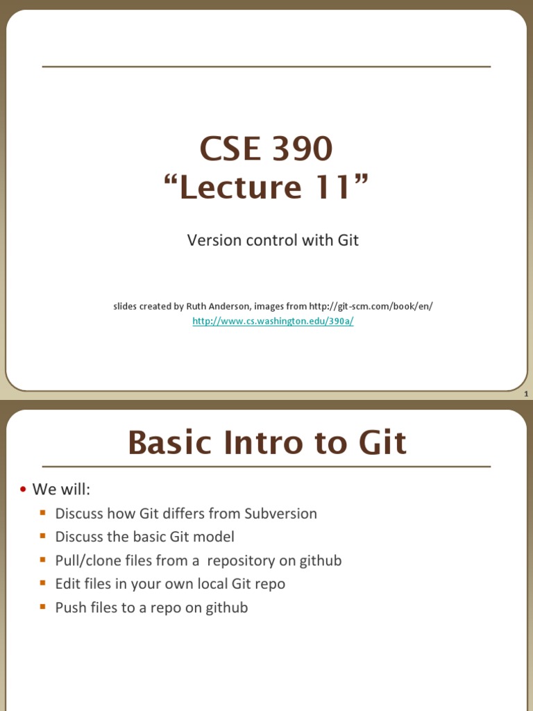 CSE 390 "Lecture 11": Version Control With Git | PDF | Data Management | Computer Programming