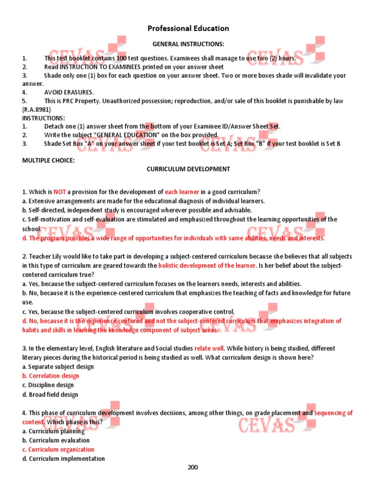 Curriculum Development Answer Key | PDF | Curriculum | Educational ...