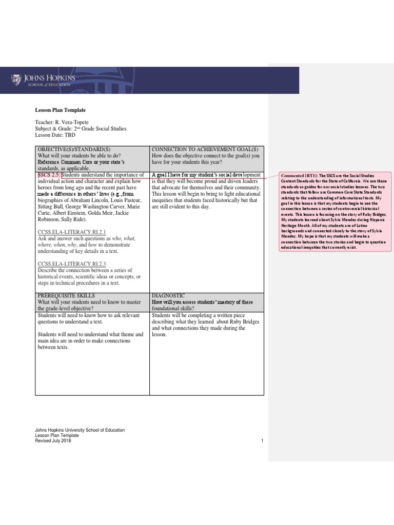 Ruby Bridges Annotatedlesson Verarosa | PDF | Lesson Plan | Common Core ...