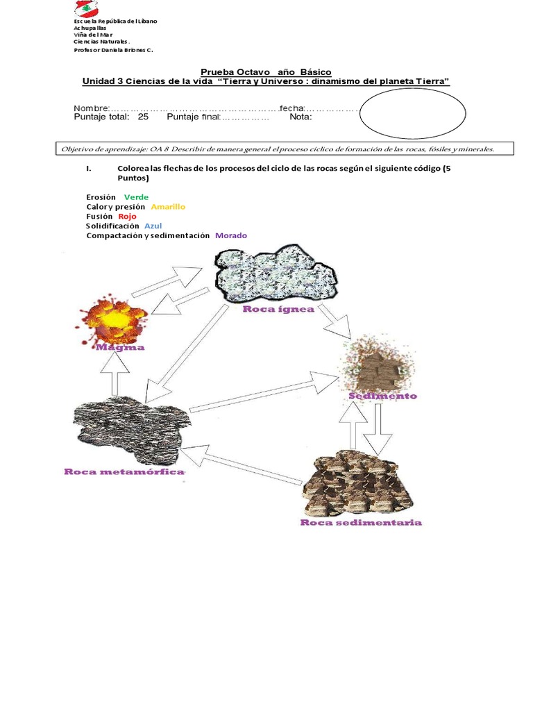 Ciclo de Rocas: Prueba Octavo Básico | PDF | Roca (geología) | Roca ígnea