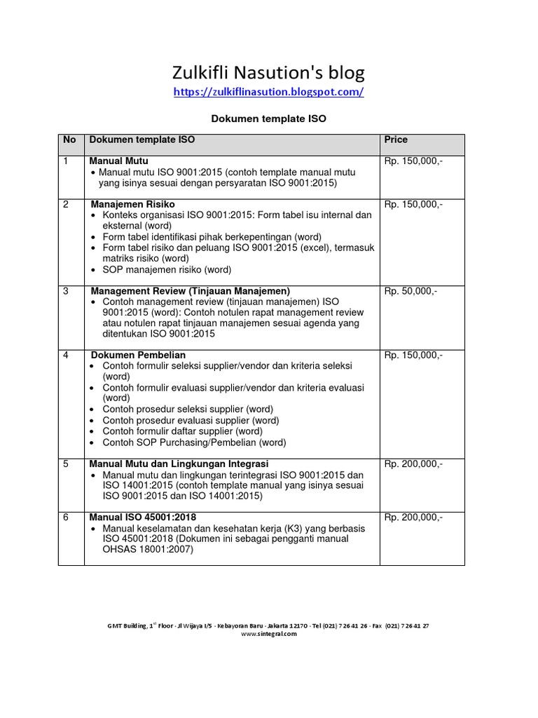 Dokumen Template ISO PDF | PDF