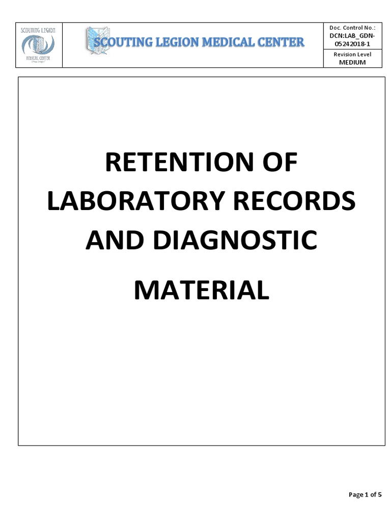 Sample of Retention of Laboratory Records and Diagnostic Material | PDF ...