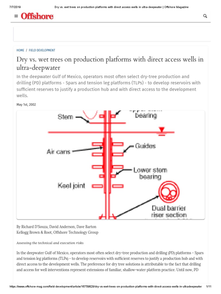Dry vs. Wet Trees On Production Platforms With Direct Access Wells in ...