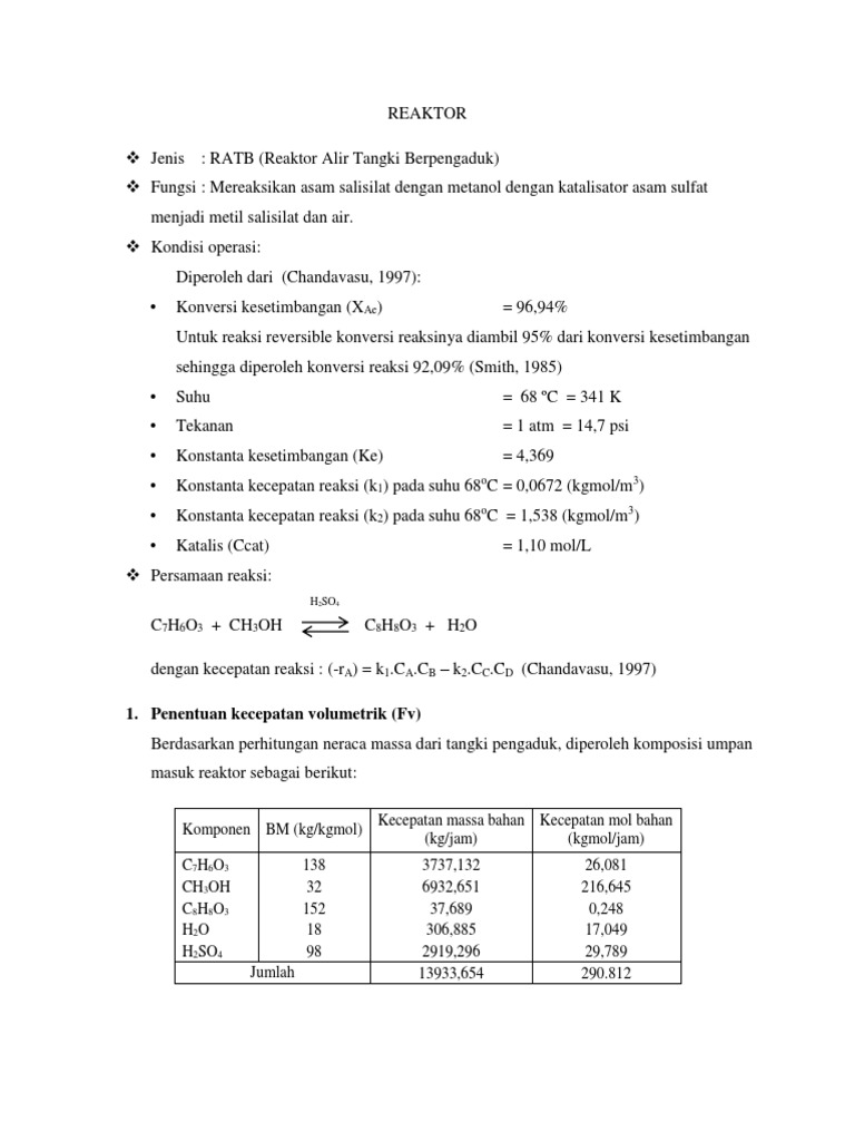 Desain Reaktor Alir Tangki Berpengaduk | PDF