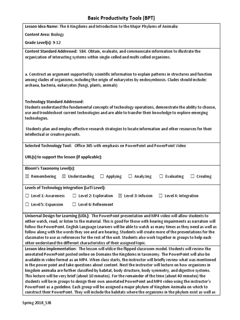 BPT BBPT Lesson Idea | PDF | Pedagogy | Teaching
