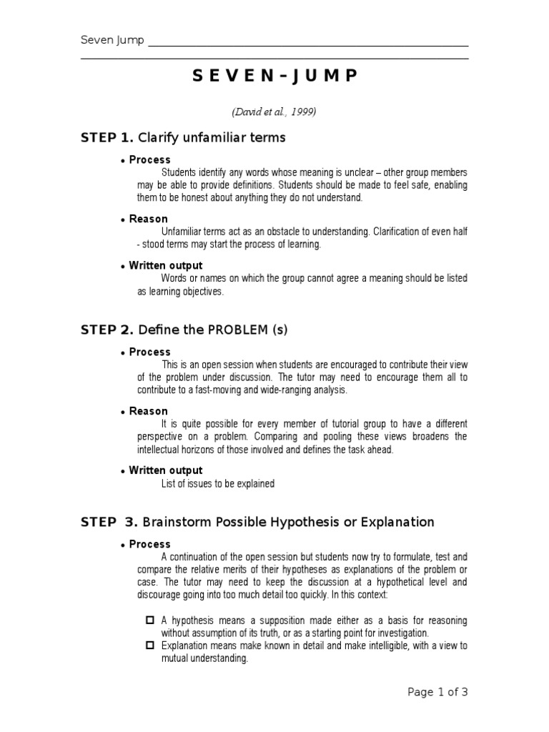 Seven-Jump: STEP 1. Clarify Unfamiliar Terms | PDF | Hypothesis | Reason