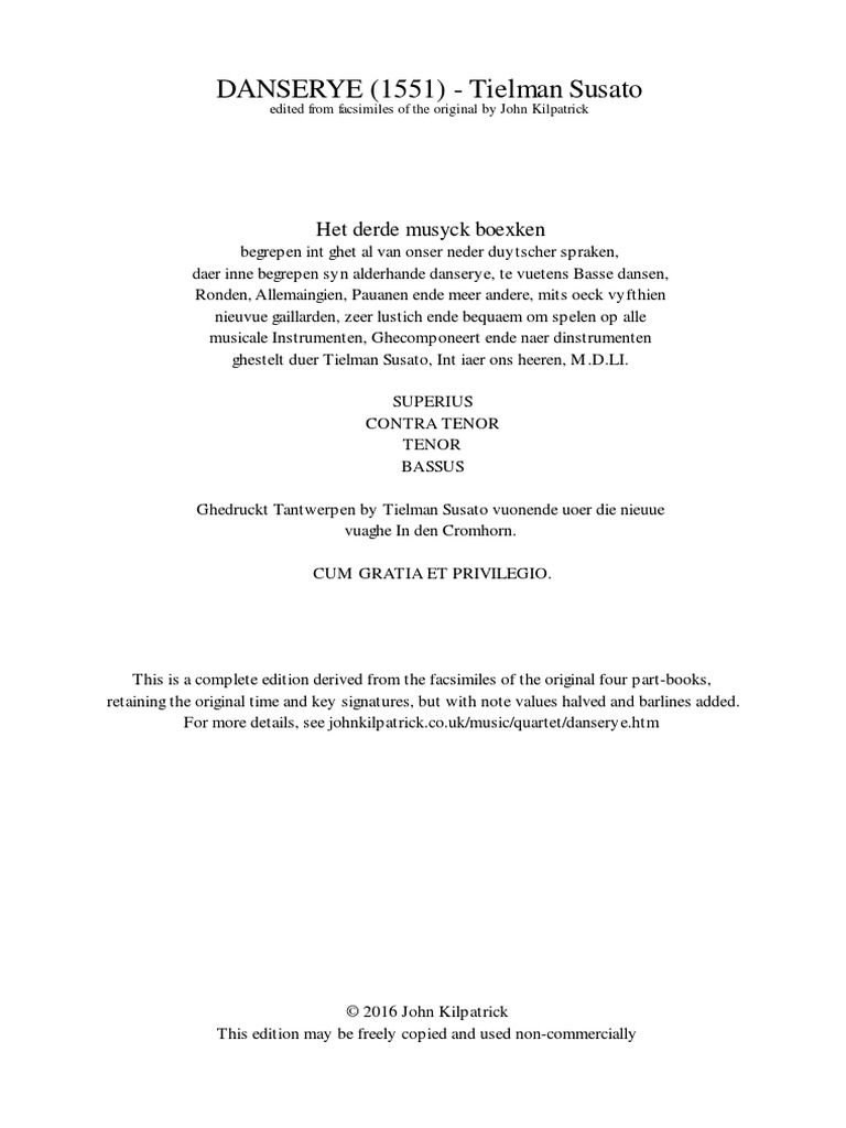 Tielman Susato - Danserye | PDF
