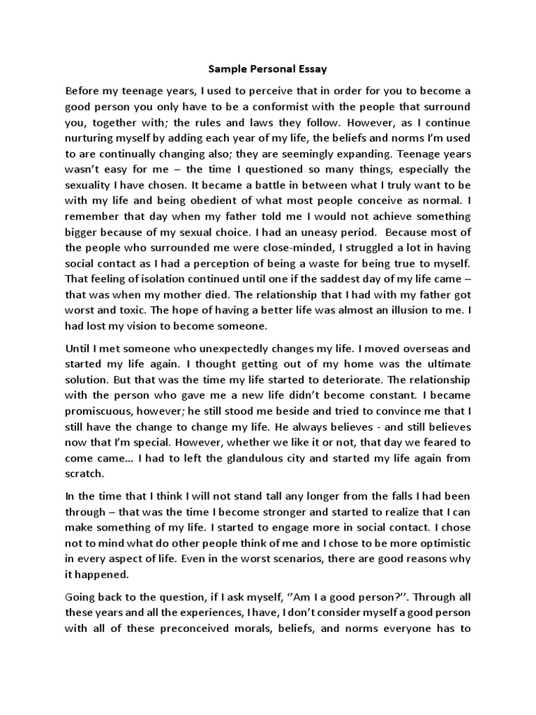 Sample Personal Essay | PDF | Behavioural Sciences | Cognition