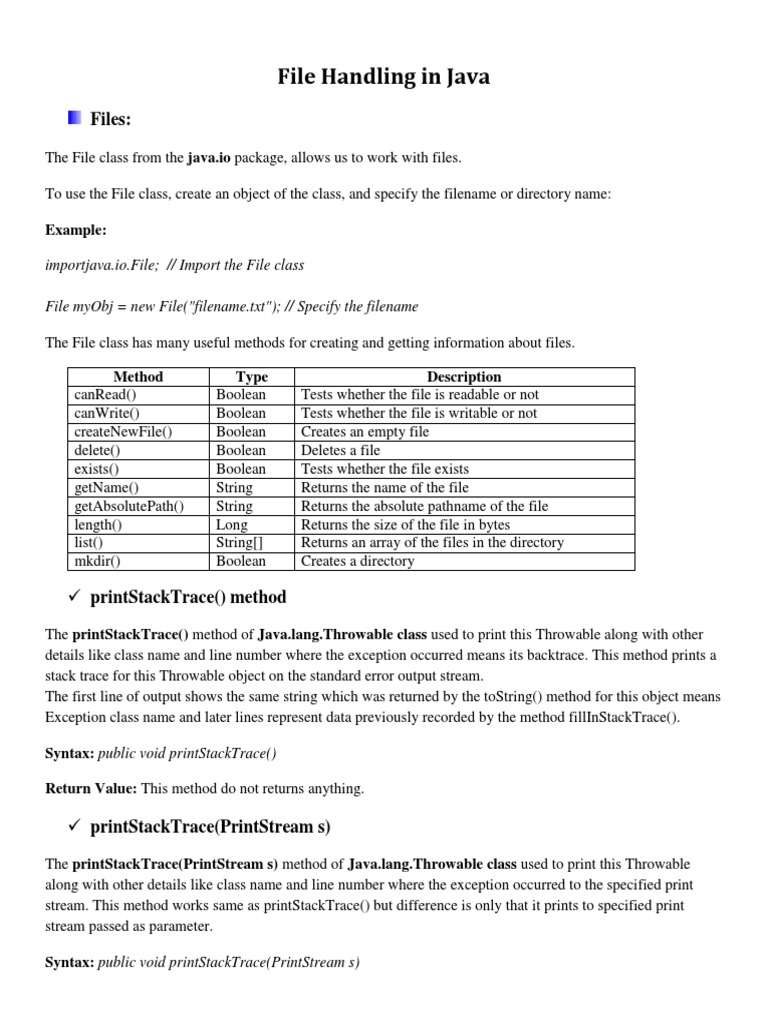 File Handling in Java | PDF | Filename | Computer File