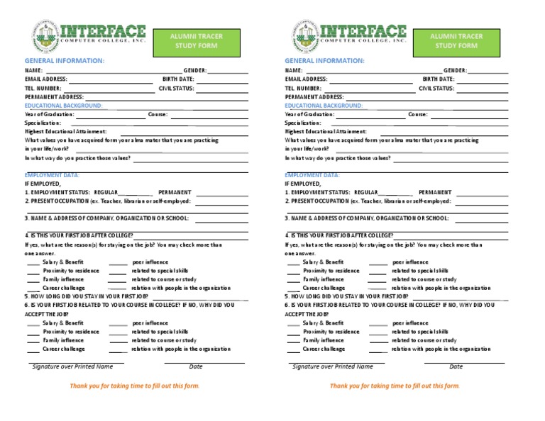 Alumni Tracer Study Form | Download Free PDF | Employment | Labour