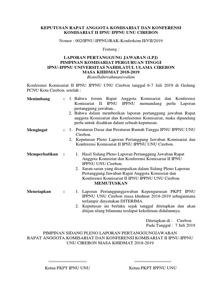 Konsideran LPJ | PDF