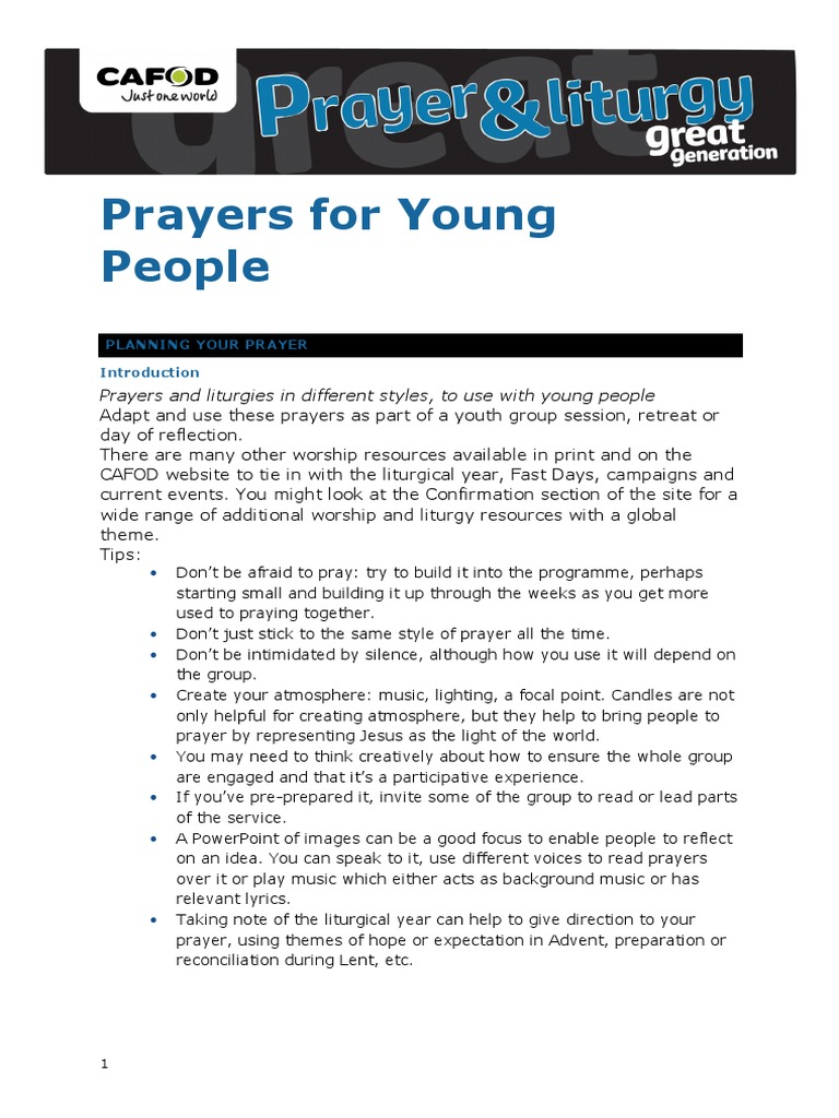 Youth Prayer Prayers For Young People | PDF | Liturgy | Prayer