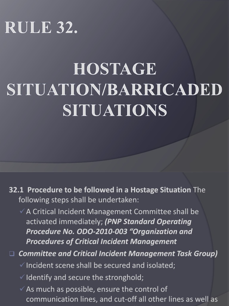 Standard Operating Procedures for Managing a Hostage Situation | PDF ...