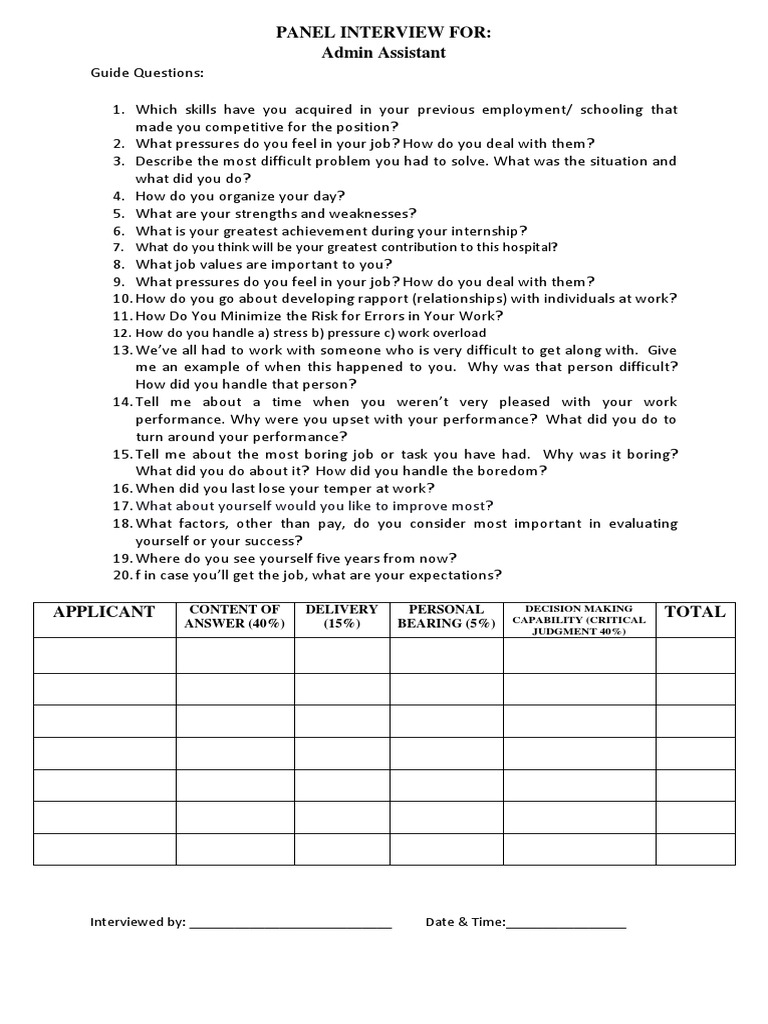 Interview Rating Form