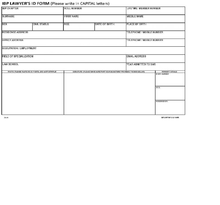 IBP Lawyer's ID Form | PDF