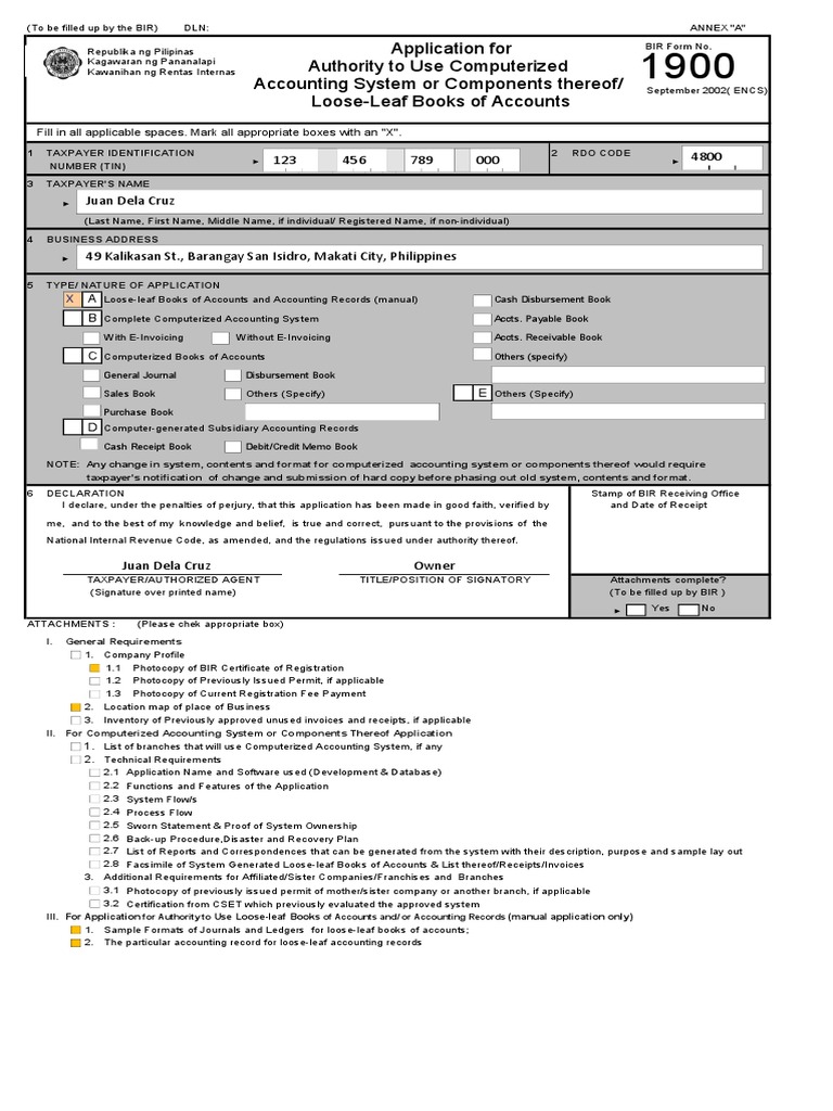 BIR Loose-Leaf Books of Accounts Application | PDF | Receipt | Debits ...
