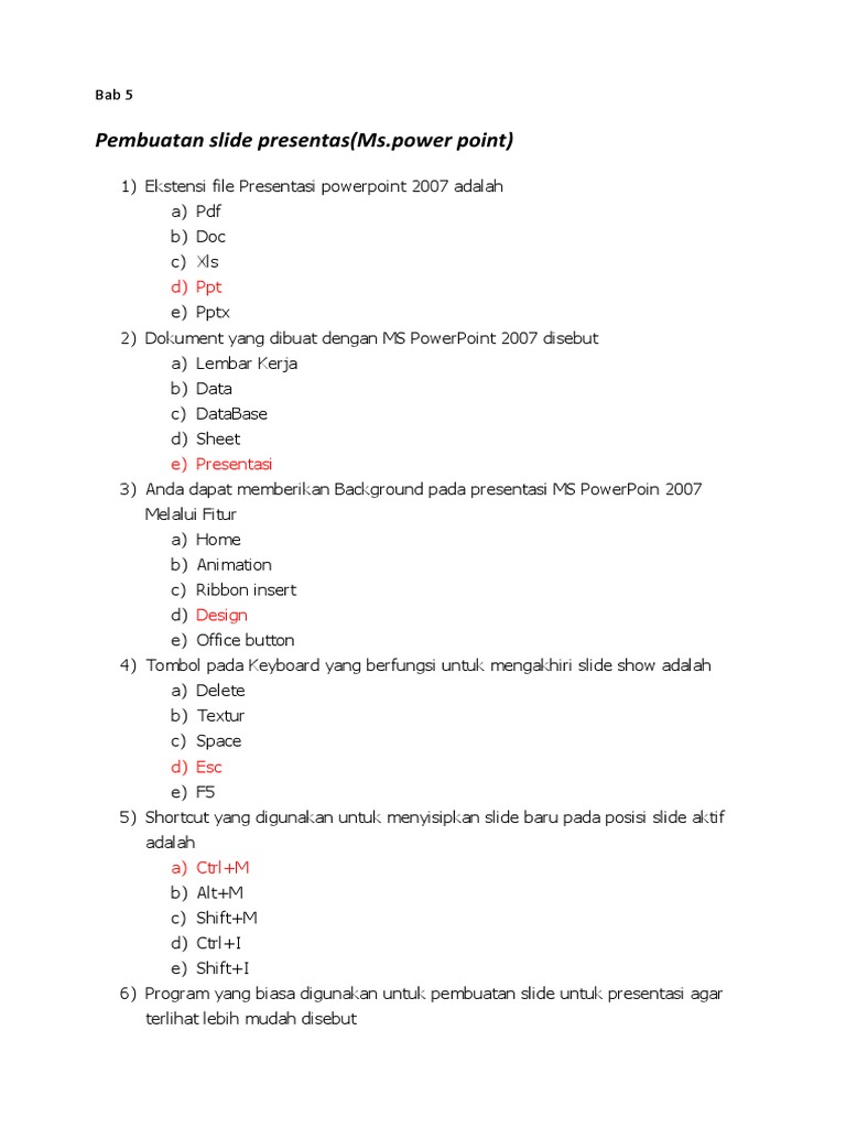 Pembuatan Slide Presentas (Ms - Power Point) : D) | PDF | Metode & Bahan Ajar | Komputer