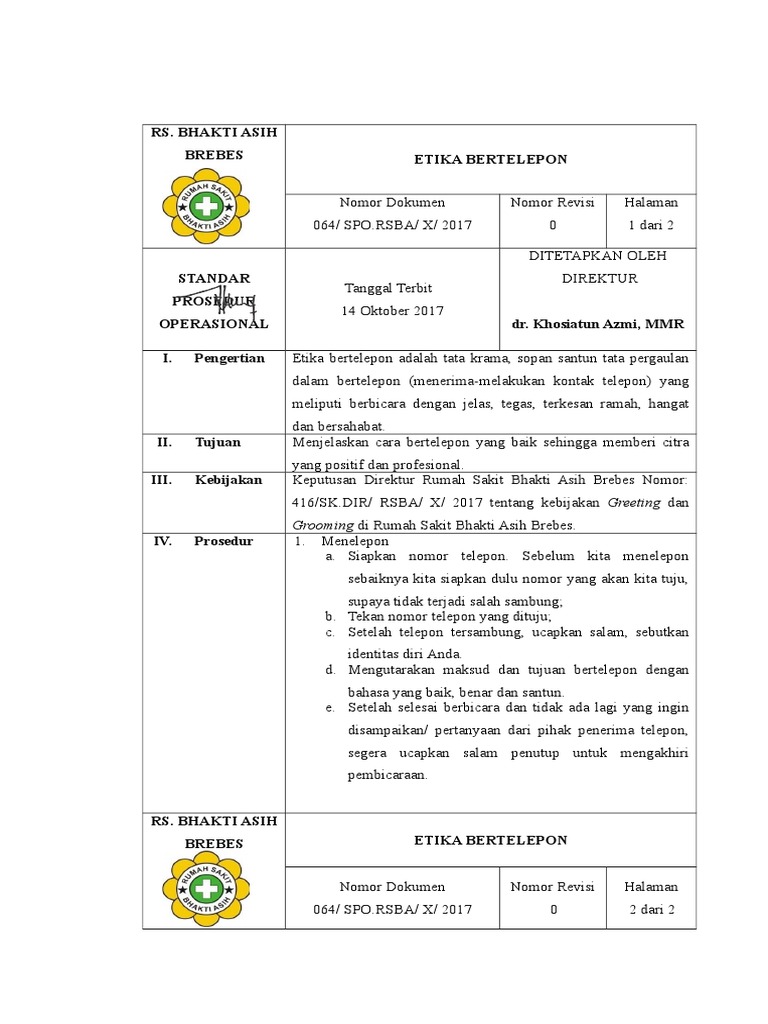 Spo Etika Bertelepon | PDF