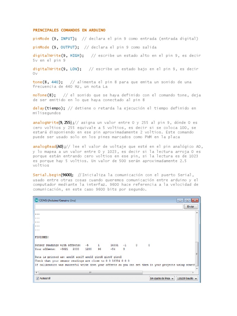 Principales Comandos en Arduino | PDF | Ingeniería de software ...