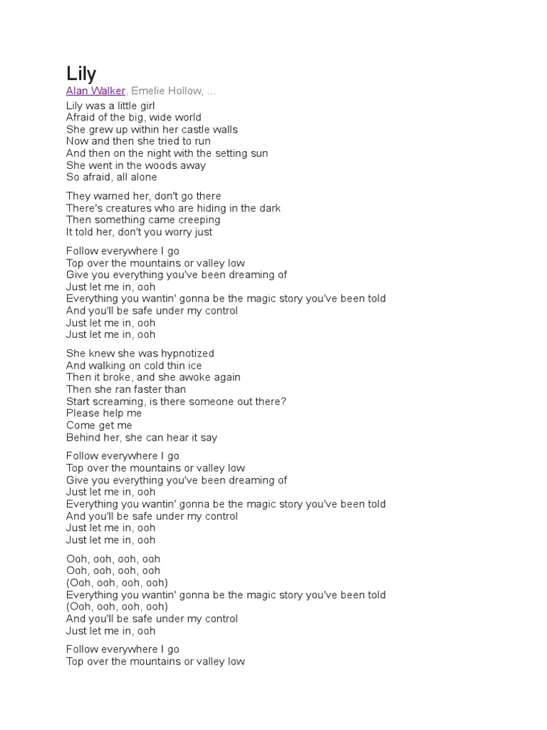 Lirik Lagu Lily | PDF | General Fiction