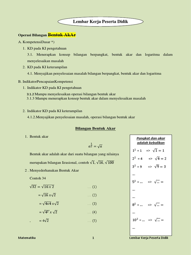 LKPD Akarpangkat Logaritma | PDF