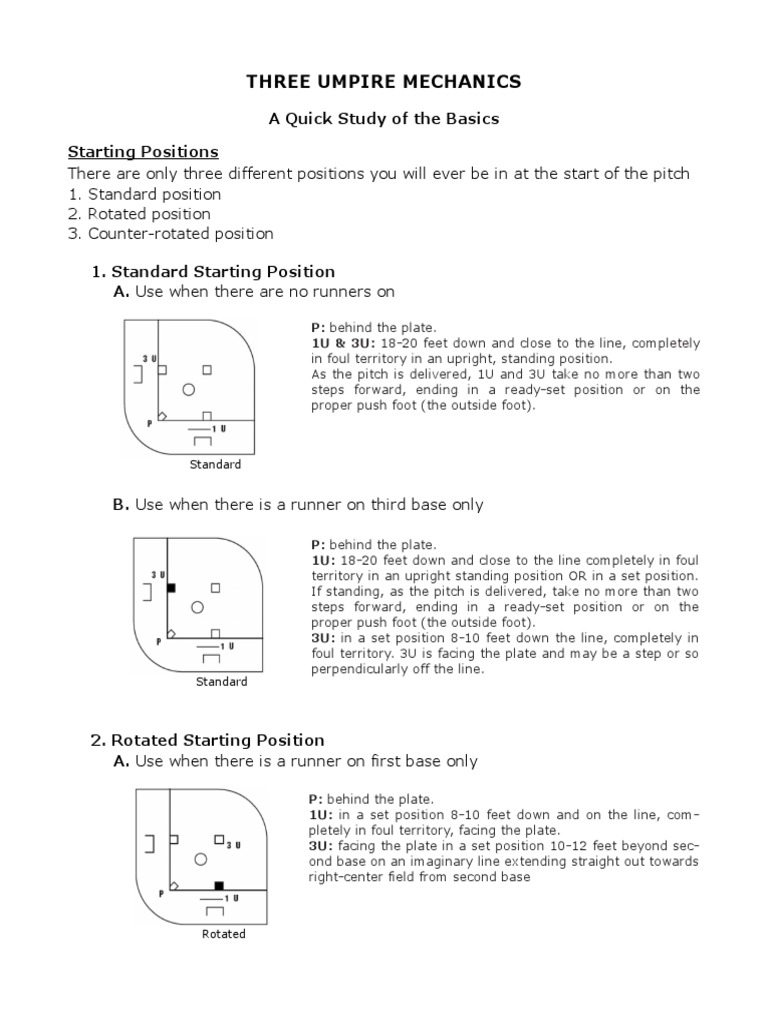 Three Umpire Mechanics: Starting Positions A Quick Study of The Basics ...