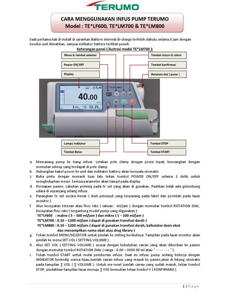 Cara Menggunakan Infus Pump - Global Pump - PDF | PDF