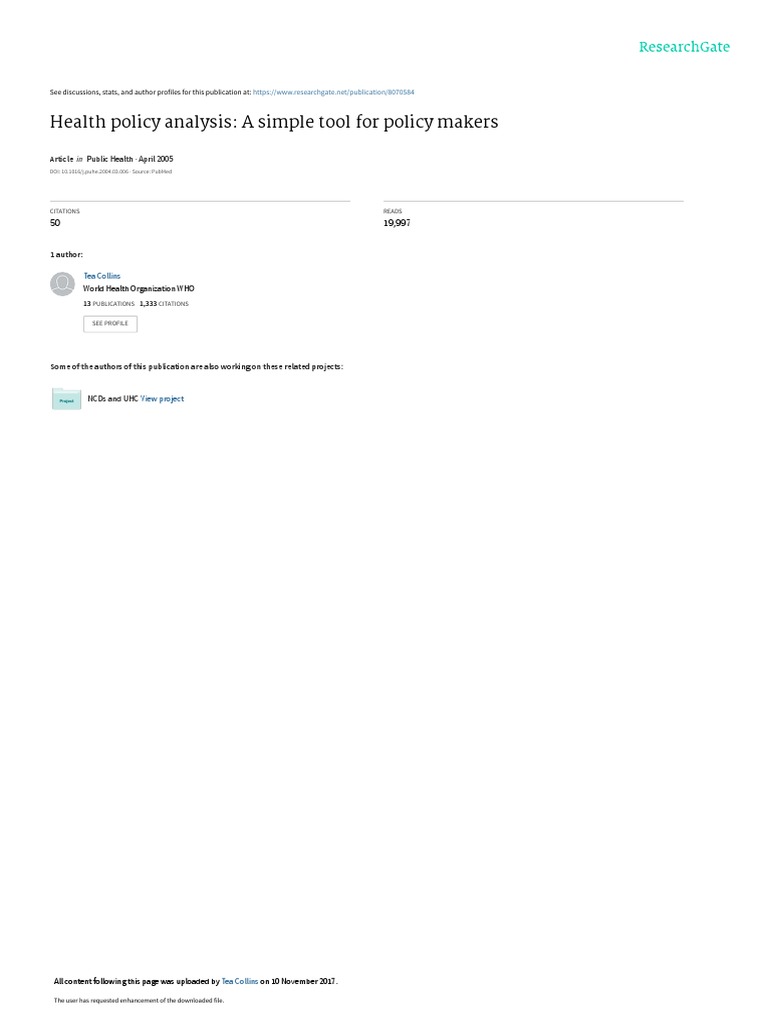 Health Policy Analysis: A Simple Tool For Policy Makers | PDF | Policy ...