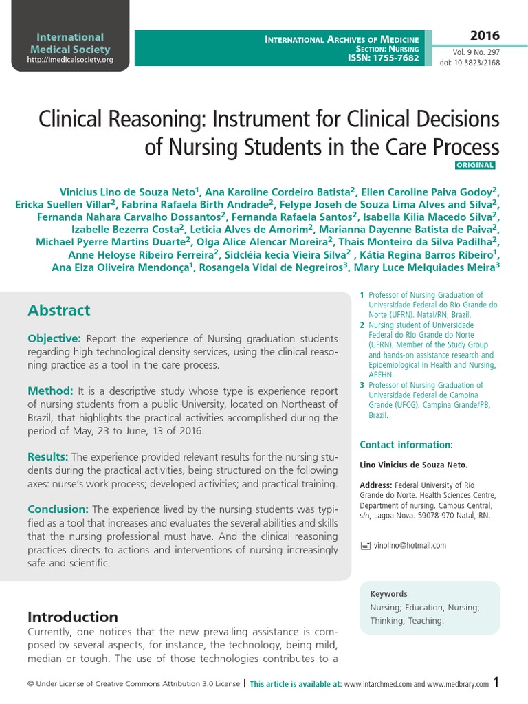 Clinical Reasoning: Instrument For Clinical Decisions of Nursing ...