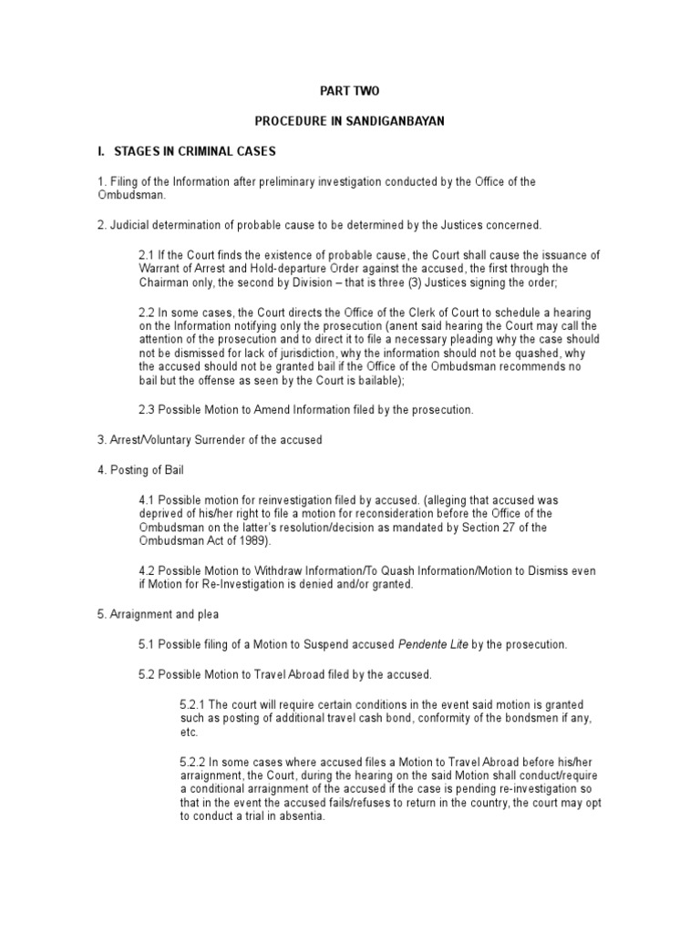 Sandiganbayan Criminal & Civil Procedures | PDF | Witness | Testimony