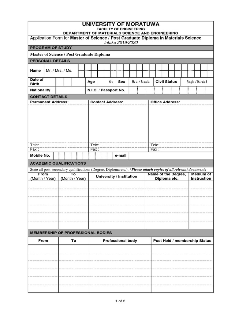 MSC Application | PDF | Master's Degree | Postgraduate Education