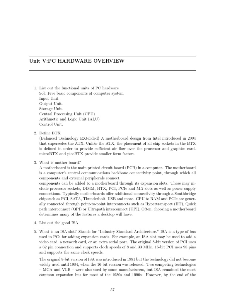 PC Hardware Notes | Download Free PDF | Bios | Random Access Memory