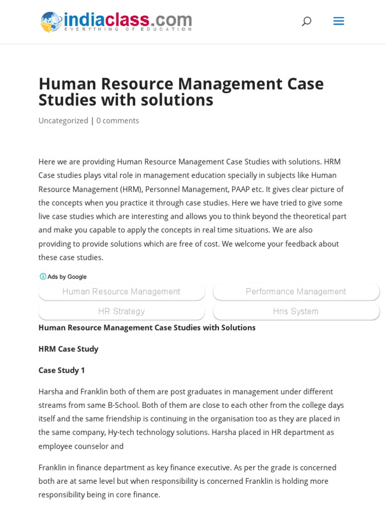 Human Resource Management Case Studies W PDF | PDF | Human Resource ...