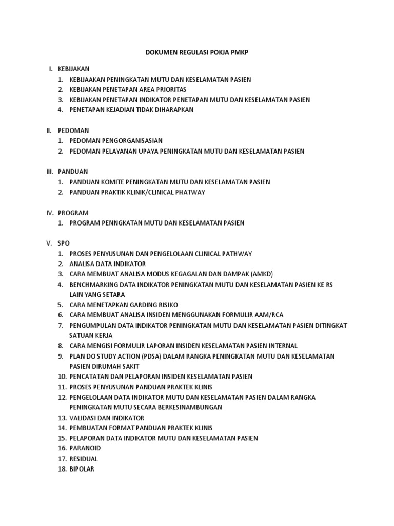 Daftar Dokumen Pokja PMKP | PDF