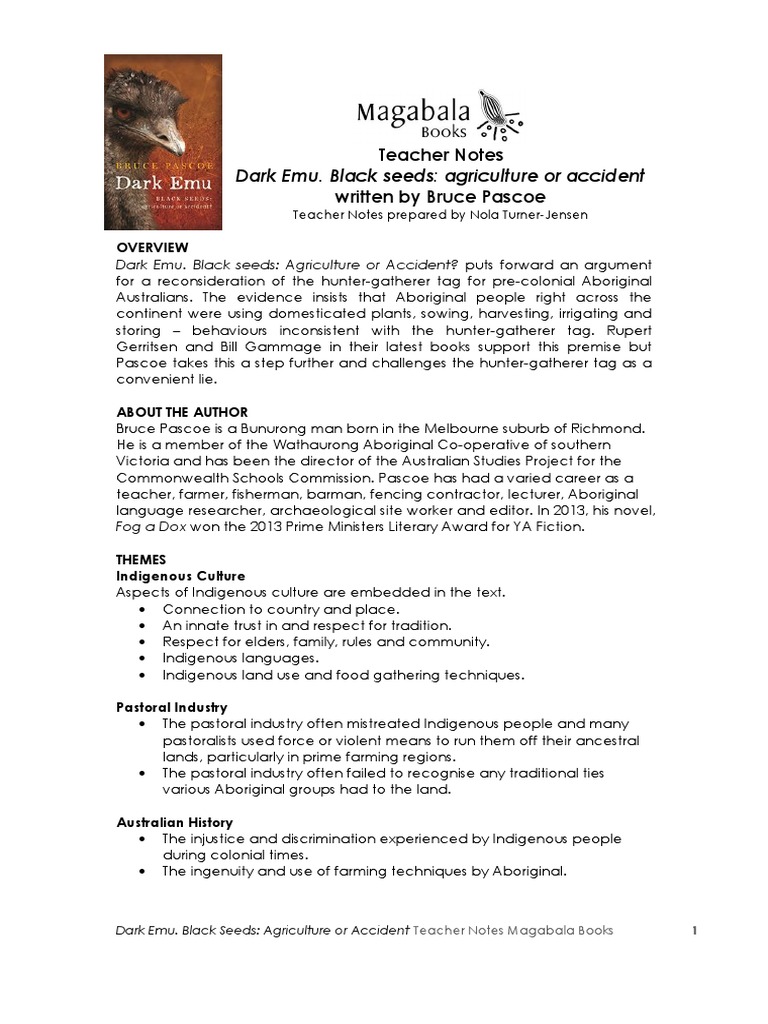 Dark Emu Teacher Notes Overview | PDF | Indigenous Australians | Australia