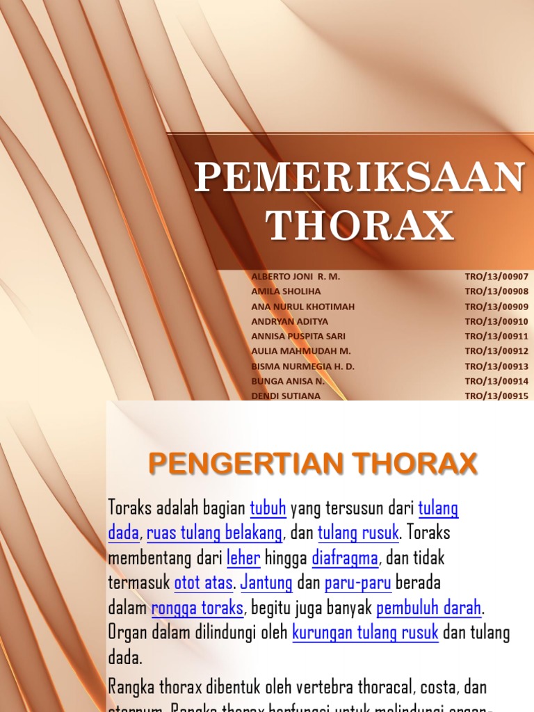 Pemeriksaan Thorax: Teknik dan Tujuan | PDF