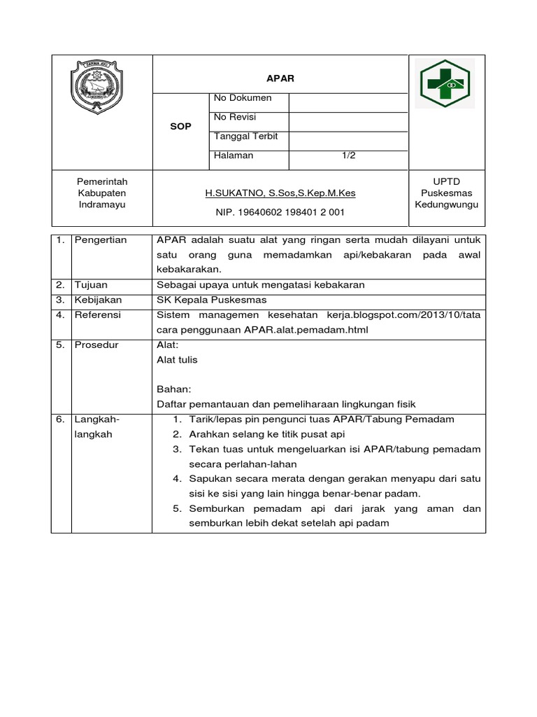 SOP Penggunaan Apar | PDF