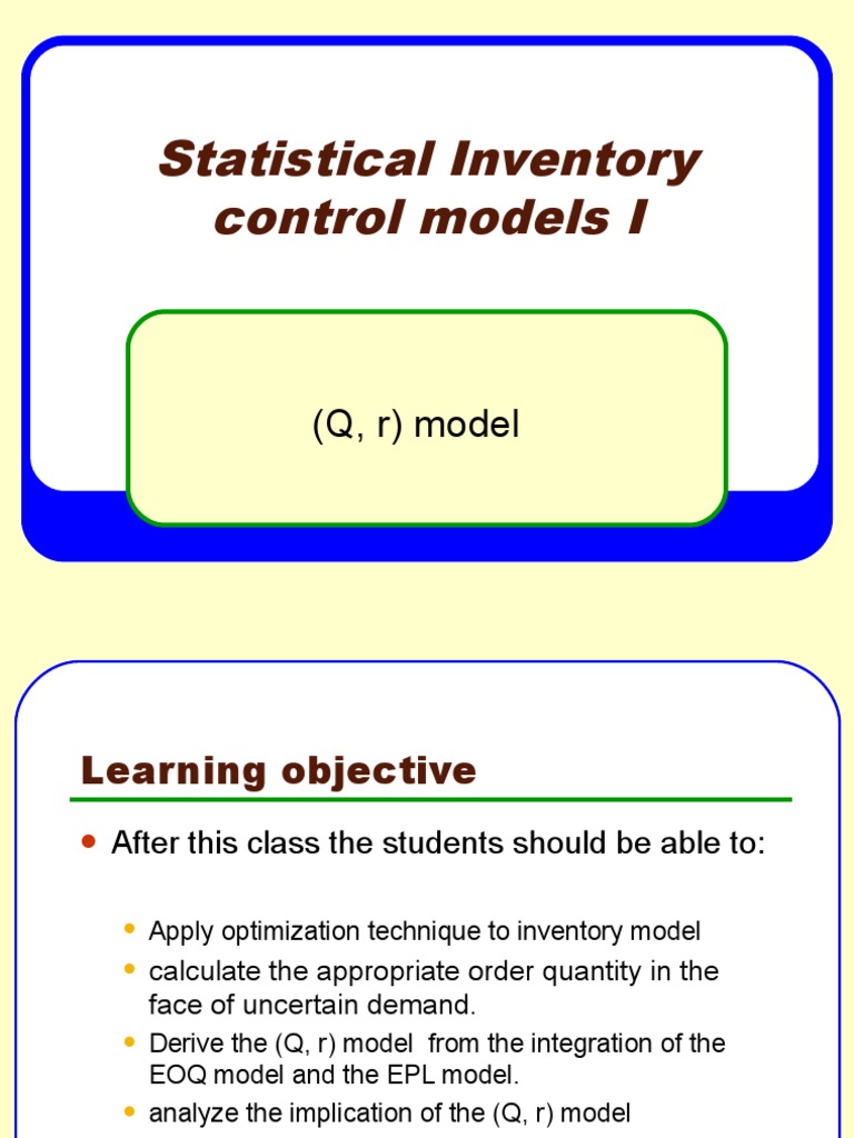 Statistical Inventory Control Models I: (Q, R) Model | PDF | Inventory ...