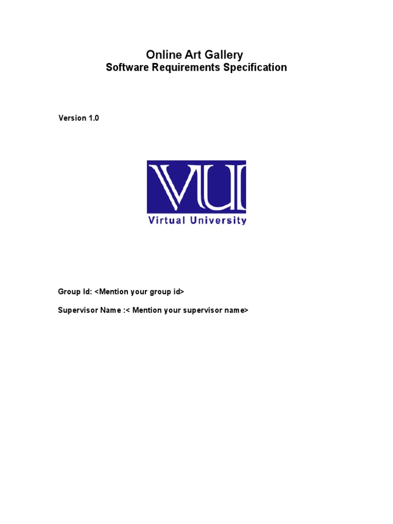 Online Art Gallery: Software Requirements Specification | PDF | Use Case | Computing